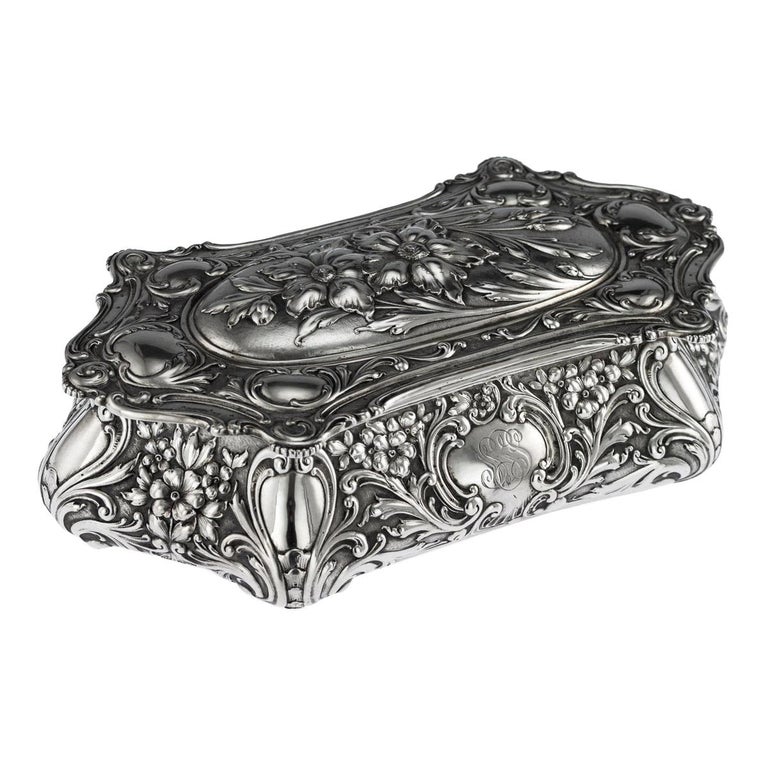 Antique 20th Century German Art Nouveau Solid Silver Jewellery Box ...