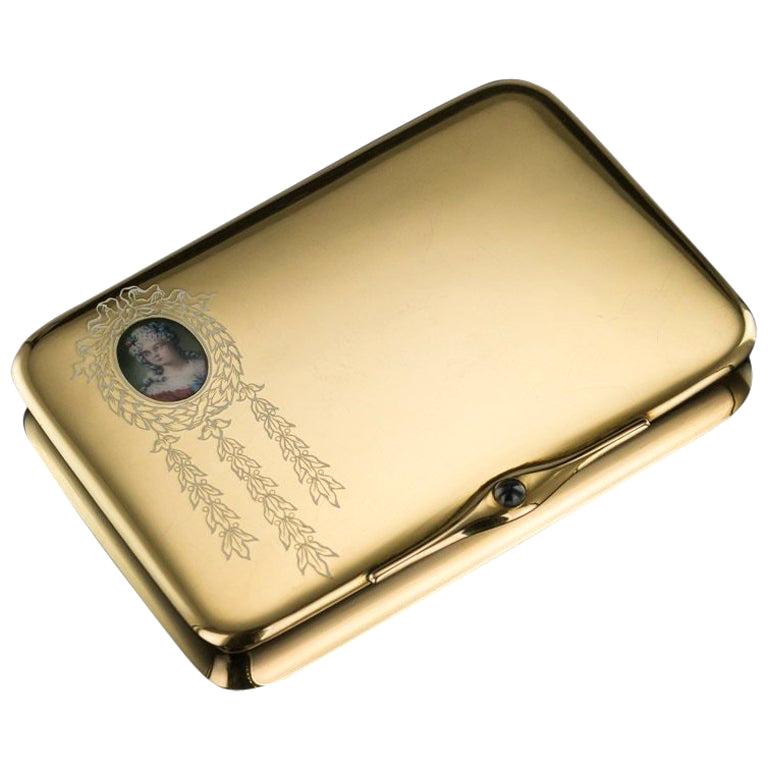 Antique 20th Century French 18-Karat Gold, Enamel and Sapphire Box ...