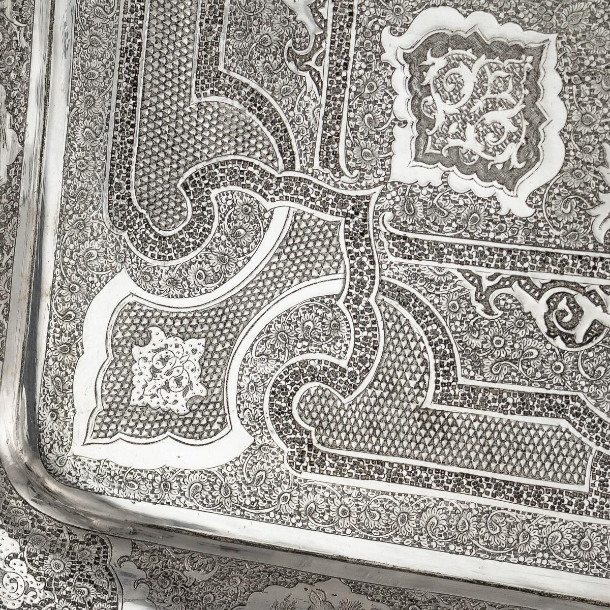 Antique Persian Solid Silver Massive Wall Plaque / Tray, Vafadar, circa ...