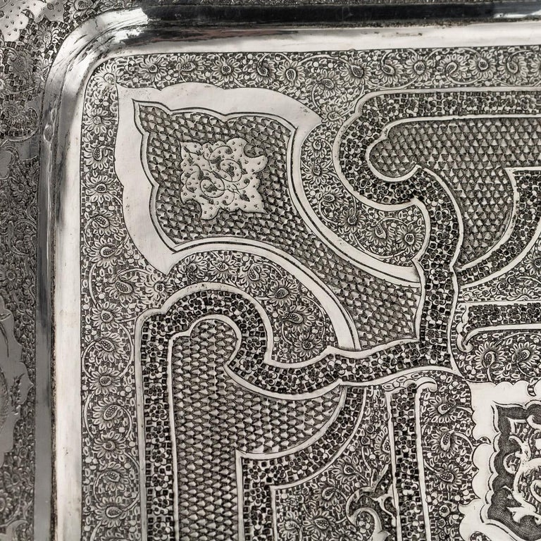 Antique Persian Solid Silver Massive Wall Plaque / Tray, Vafadar, circa ...