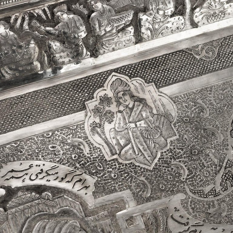 Antique Persian Solid Silver Massive Wall Plaque / Tray, Vafadar, circa ...