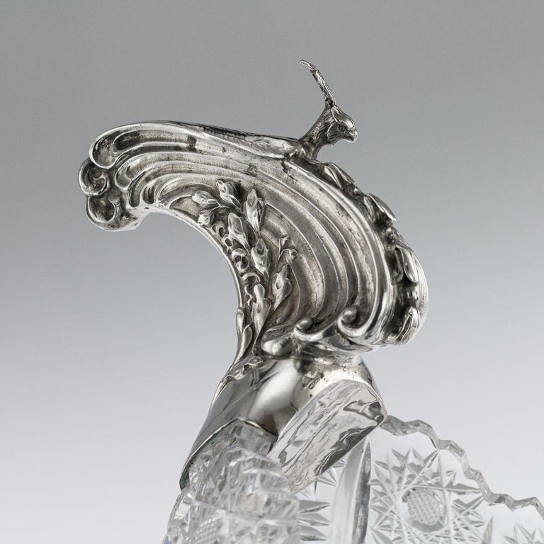 20th Century Russian Pan-Slavic Silver and Cut-Glass Kovsh, Grachev ...