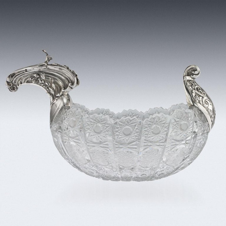 20th Century Russian Pan-Slavic Silver and Cut-Glass Kovsh, Grachev ...
