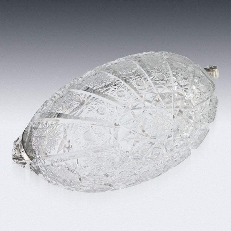 20th Century Russian Pan-Slavic Silver and Cut-Glass Kovsh, Grachev ...
