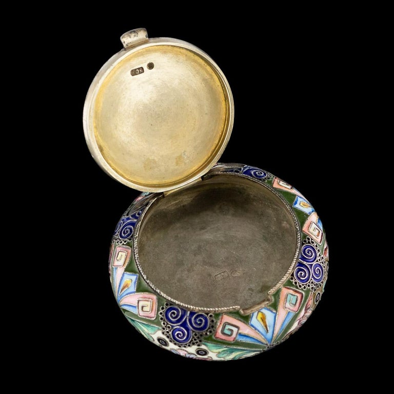 Antique Russian Solid Silver and Pictorial Enamel Pill Box, 20 Artel ...