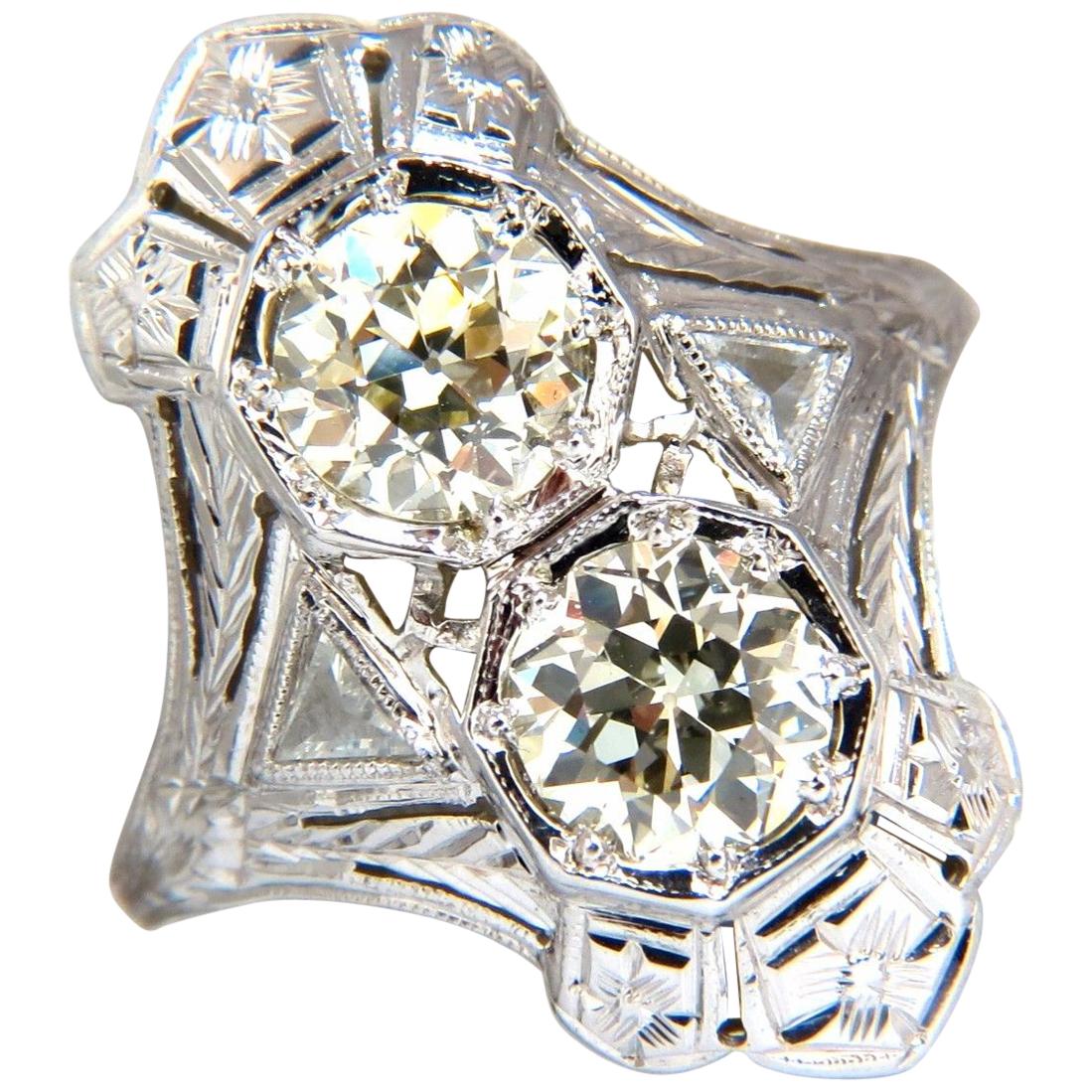 Antique 2.20 Carat Old Mine Round Natural Diamonds Ring 18 Karat For ...