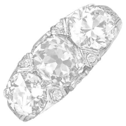 Vintage 5.19ct Antique Cushion Cut Diamond Engagement Ring, Platinum ...