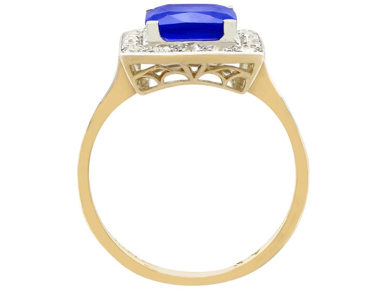 Antique 2.44 Carat Ceylon Sapphire and Diamond Yellow Gold Ring at 1stDibs
