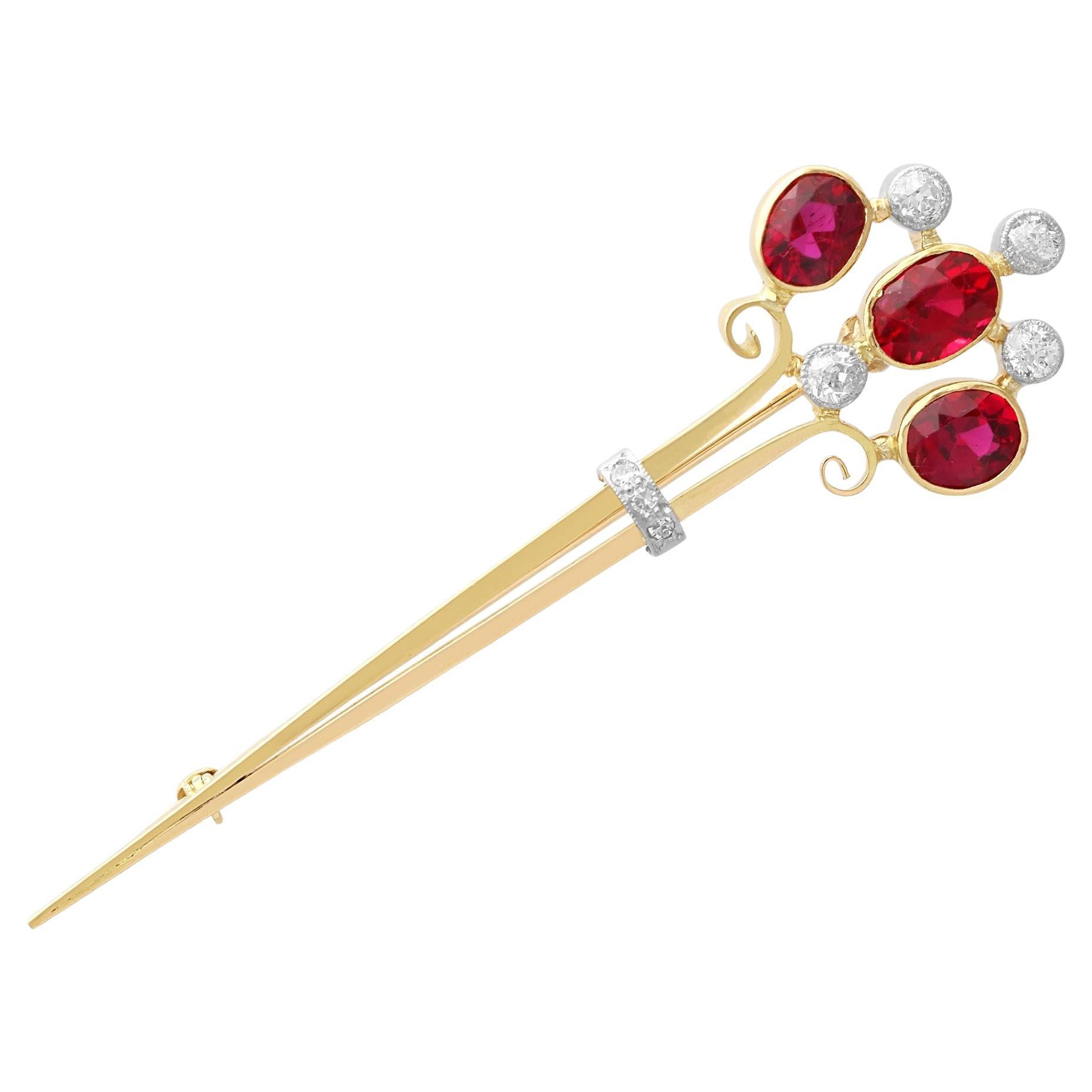 Sapphire Diamond and Ruby Flower White Gold 18ct Brooch For Sale at 1stDibs