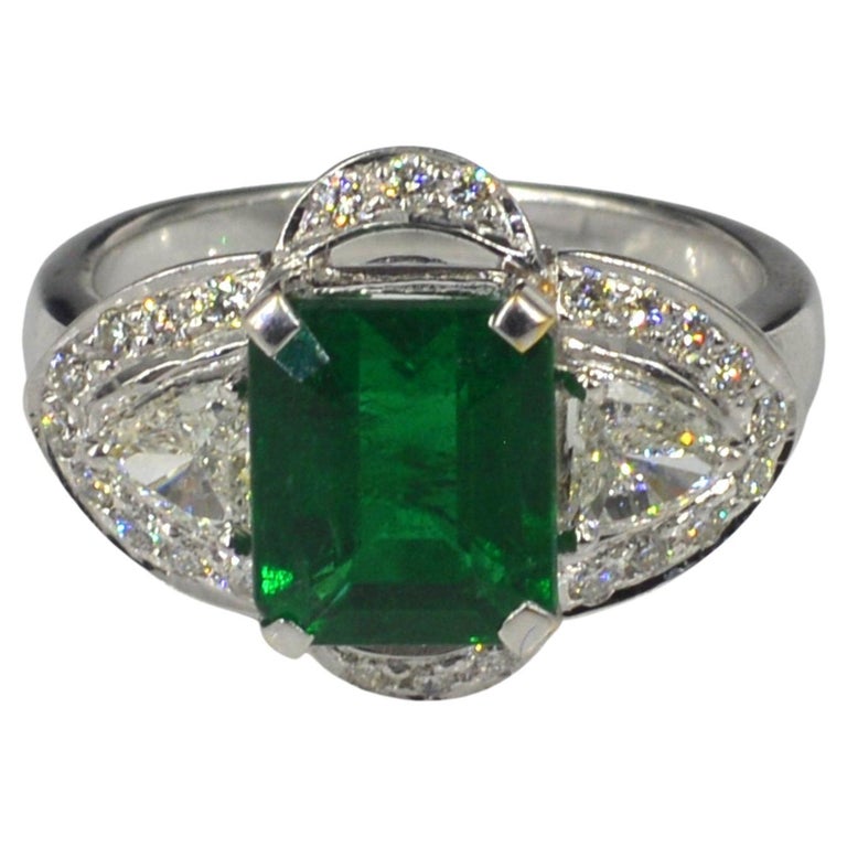 Customizable Antique 3 Carat Emerald Engagement Ring, Emerald Statement ...