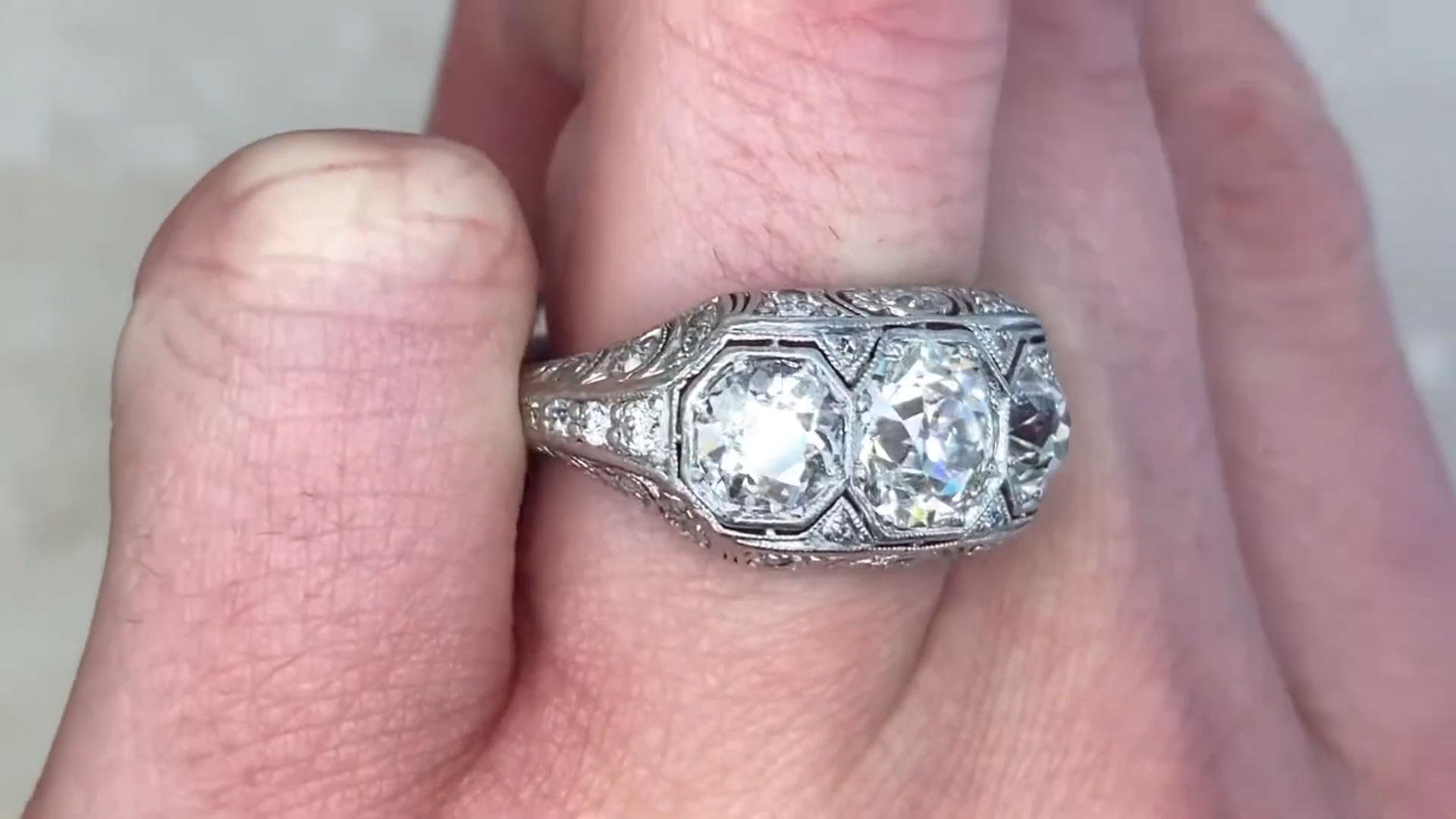 Antique 3.05 Carat Old Euro-Cut Diamond Engagement Ring, Platinum ...