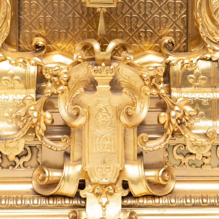 Antique Three Piece French Monumental Gilt Bronze Clock Garniture ...