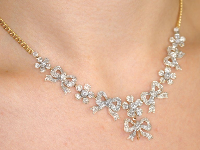 Antique 492 Carat Diamond And Yellow Gold Silver Set Collarette Circa