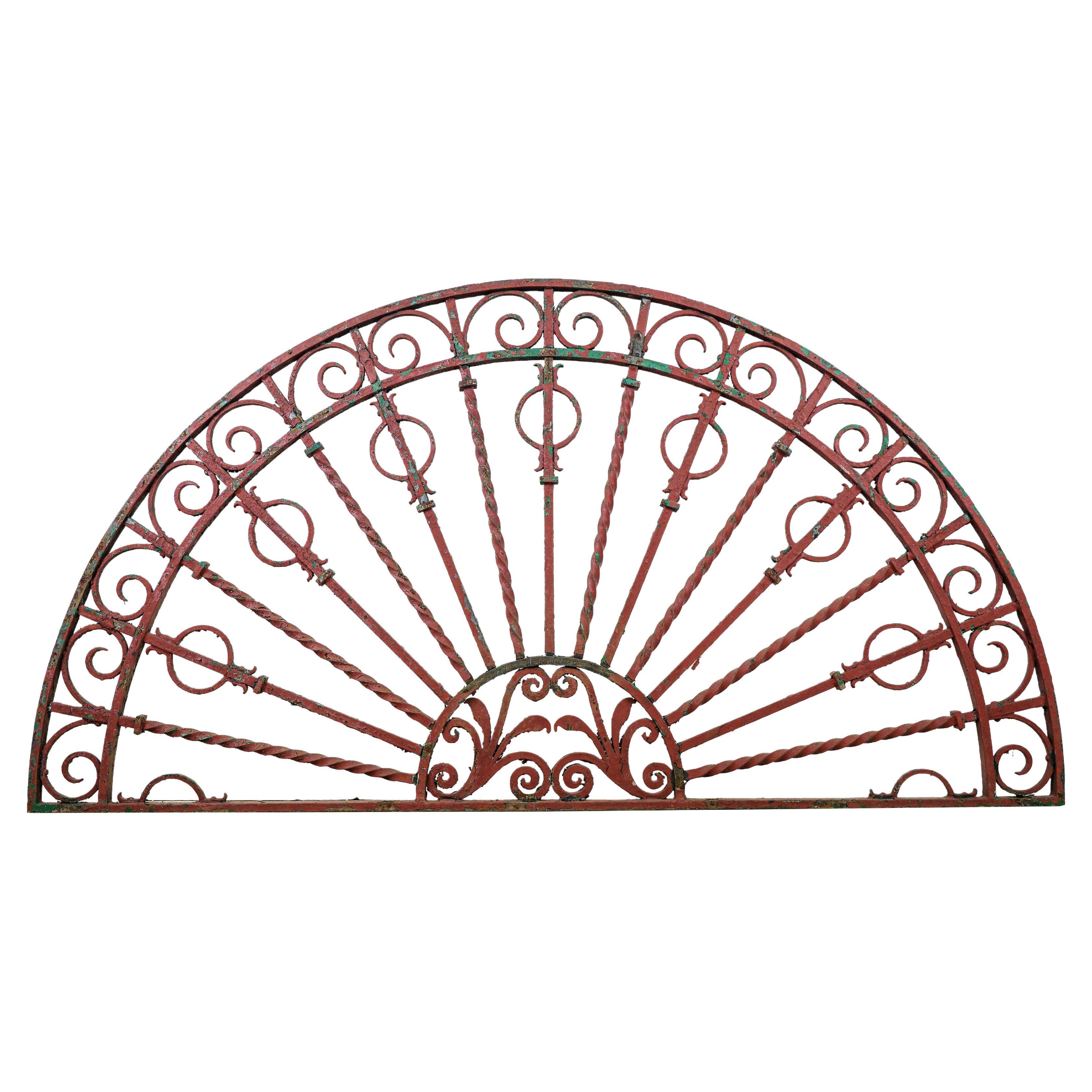 Antique 5 ft Fan Shaped Ornate Cast Iron Transom For Sale at 1stDibs