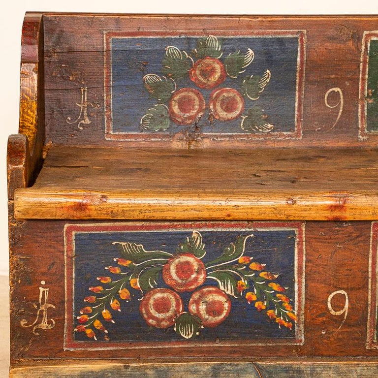Antique Original Painted Bench with Storage at 1stDibs | antique ...