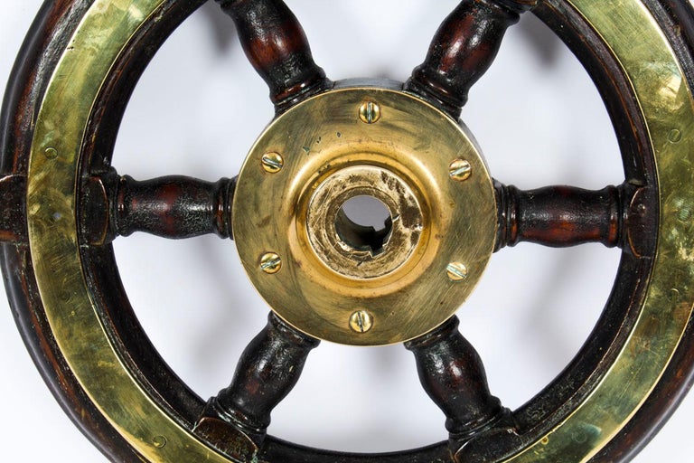 Antique Teak and Brass Set 6-Spoke Ships Wheel, 19th Century at 1stDibs ...