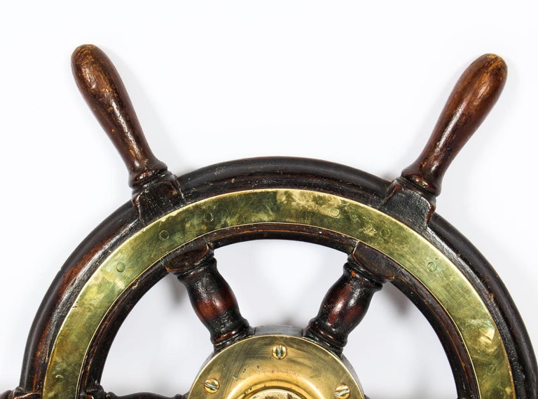 Antique Teak and Brass Set 6-Spoke Ships Wheel, 19th Century at 1stDibs ...