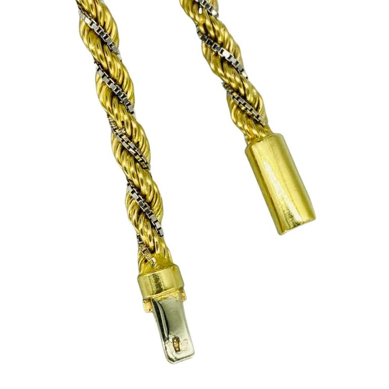 Antique Twisted Two Chain Link 18k Two-Tone Rope and Box Chain Link For ...