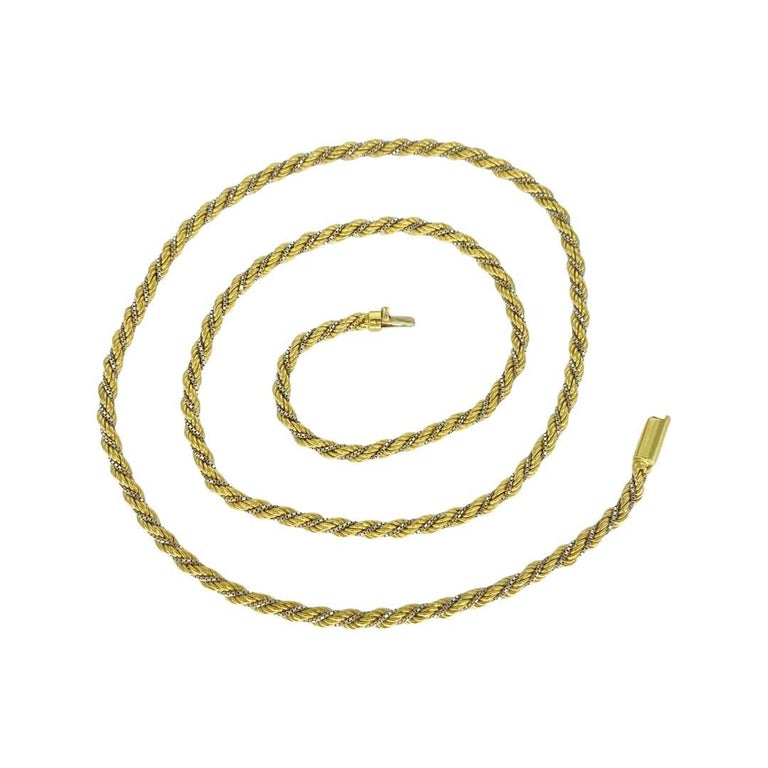 Antique Twisted Two Chain Link 18k Two-Tone Rope and Box Chain Link For ...