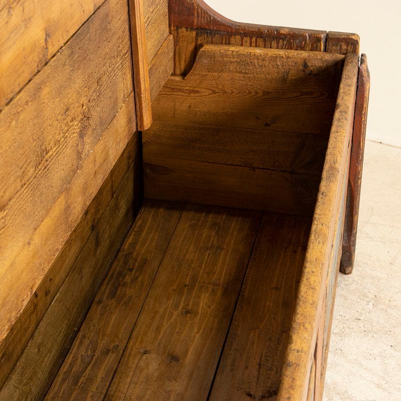 Antique 6' Original Red and Blue Painted Bench with Storage Dated 1848 ...