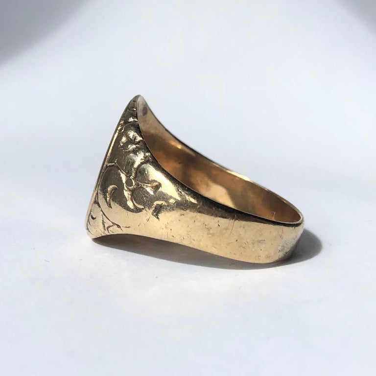 Antique 9 Carat Gold Engraved Fancy Signet Ring at 1stDibs | vintage ...