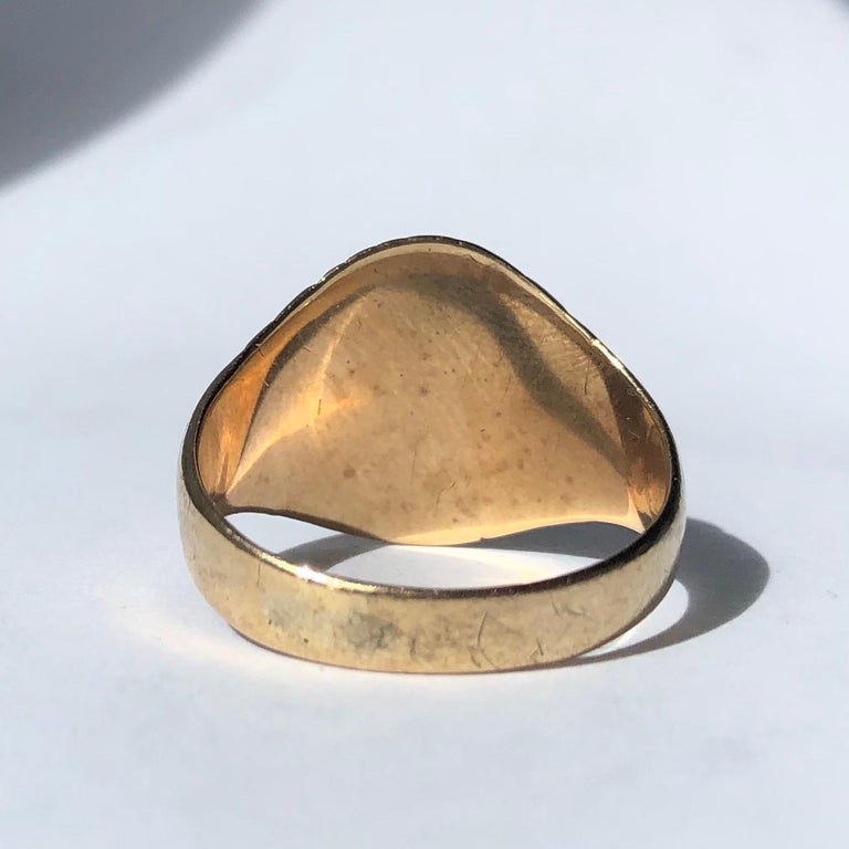 Antique 9 Carat Gold Engraved Fancy Signet Ring at 1stDibs | vintage ...