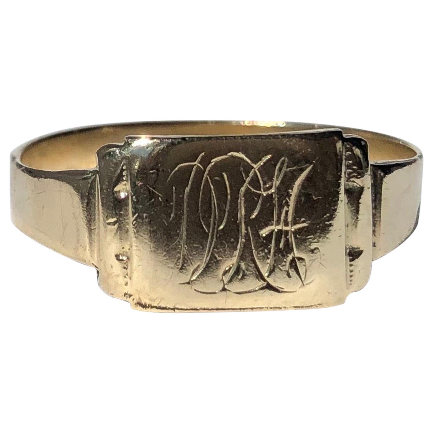 Antique 9 Carat Gold Signet Ring at 1stDibs