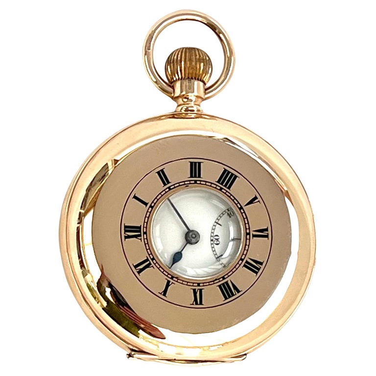 Antique 9 Carat Solid Gold Half Hunter Pocket Watch For Sale at 1stDibs