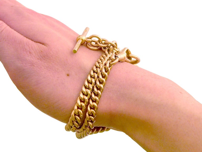 Antique 9 ct Yellow Gold Double Albert Watch Chain For Sale at 1stDibs