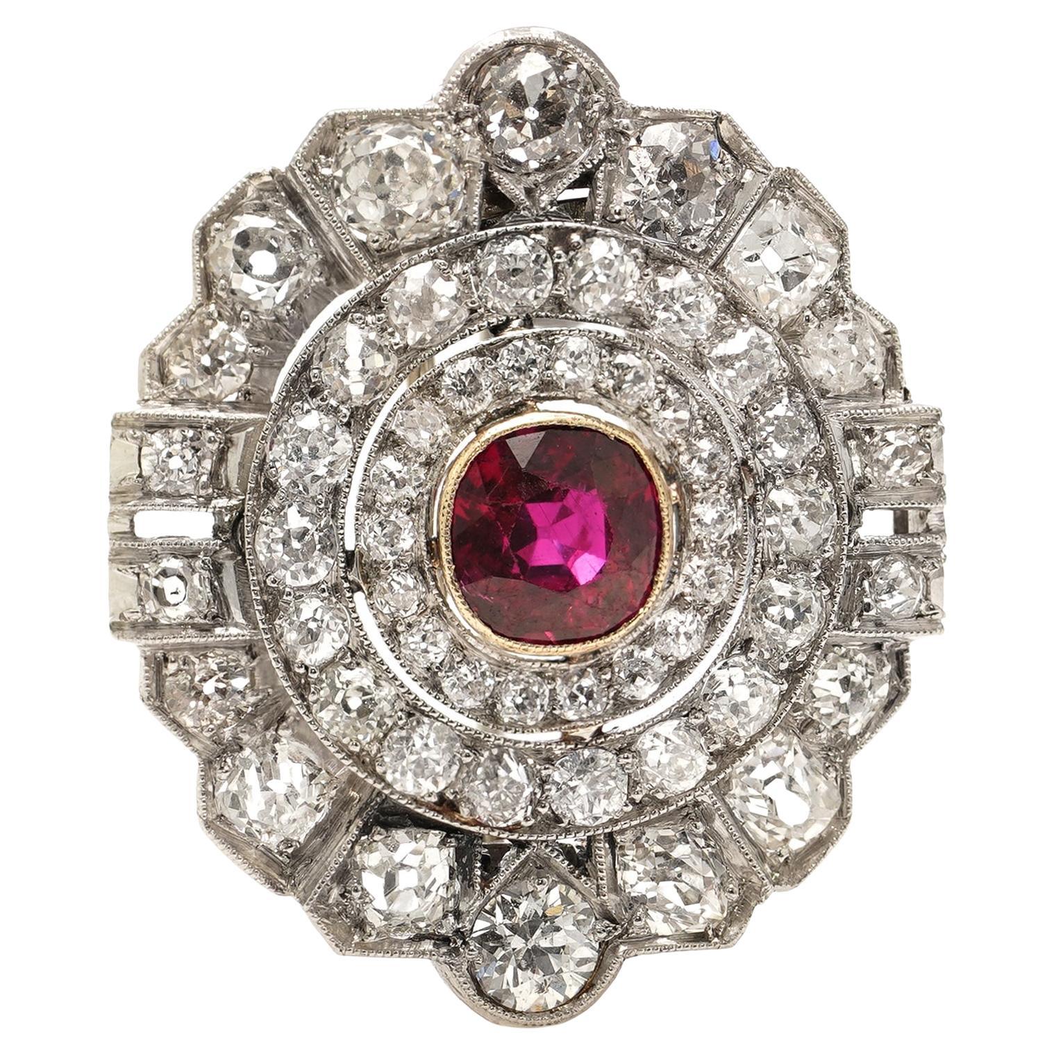 Fine Antique Ruby and Diamond Horse Shoe Pendant brooch at 1stDibs