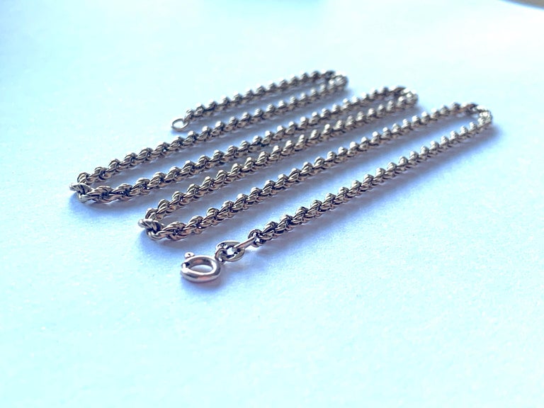 Antique 9ct Gold Rope Chain For Sale at 1stDibs