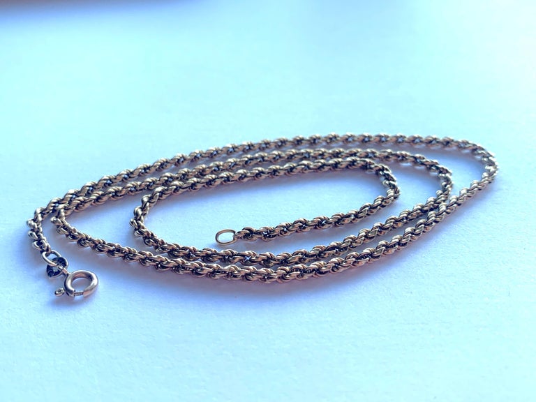 Antique 9ct Gold Rope Chain For Sale at 1stDibs