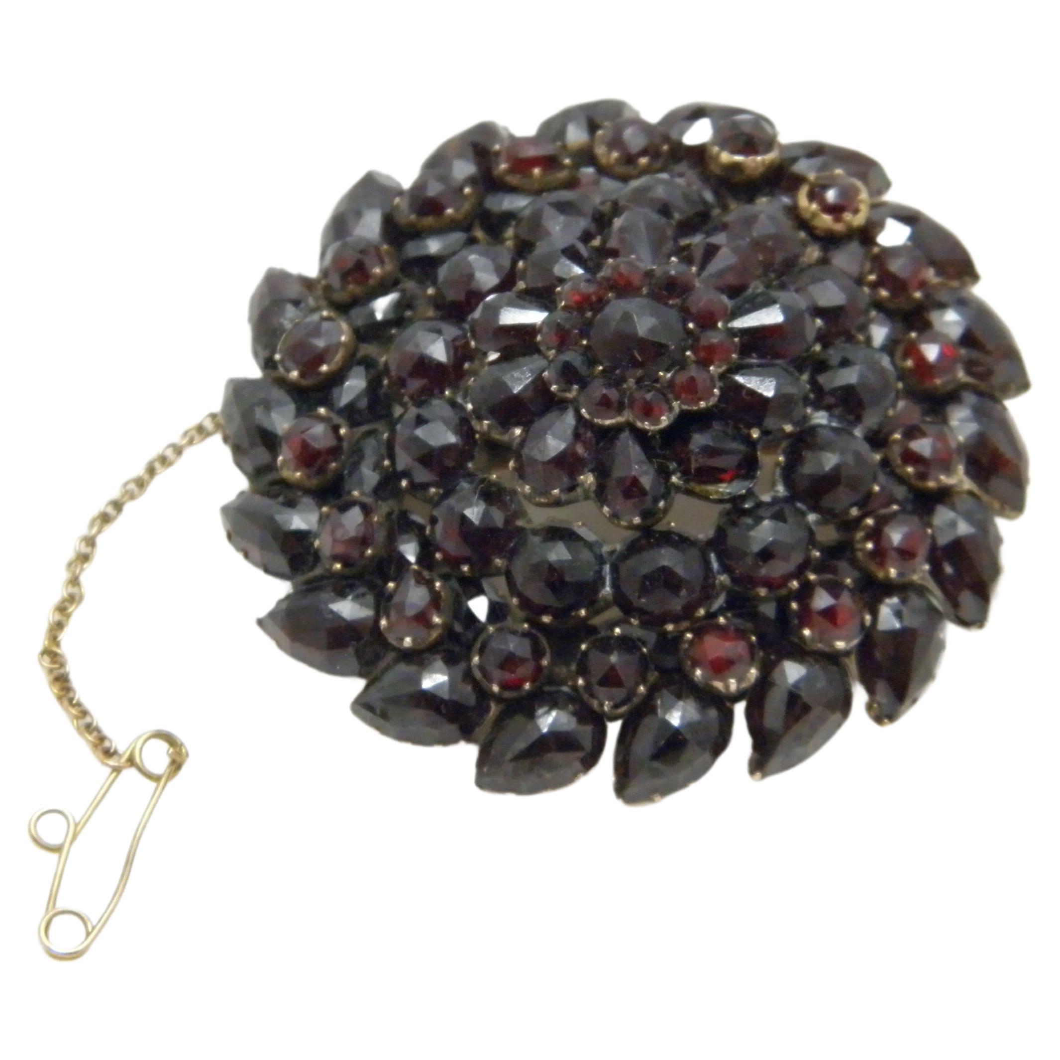 Antique 9ct Gold Huge Garnet Cluster Brooch Pin c1860 Heavy 19.6g 375 ...