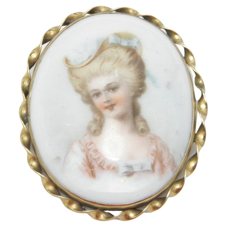 Antique 9ct Gold Large Portrait Brooch Pin C1870s Heavy 16.1g 375 ...