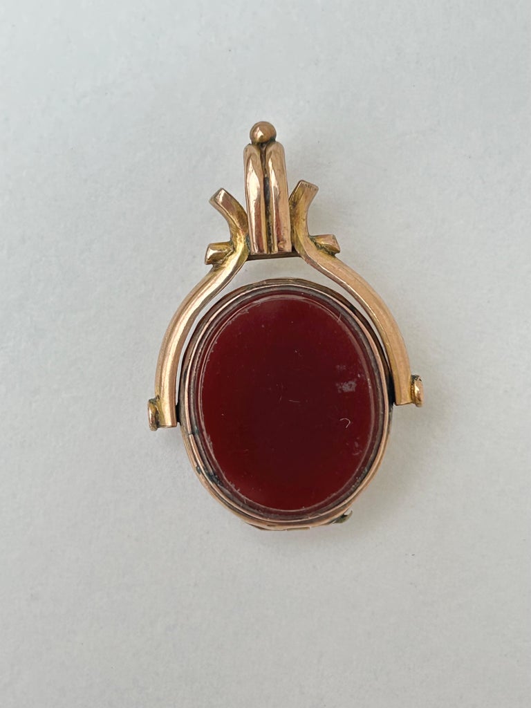 Antique 9ct Gold Open Locket Fob Seal Pendant Bloodstone and Carnelian ...