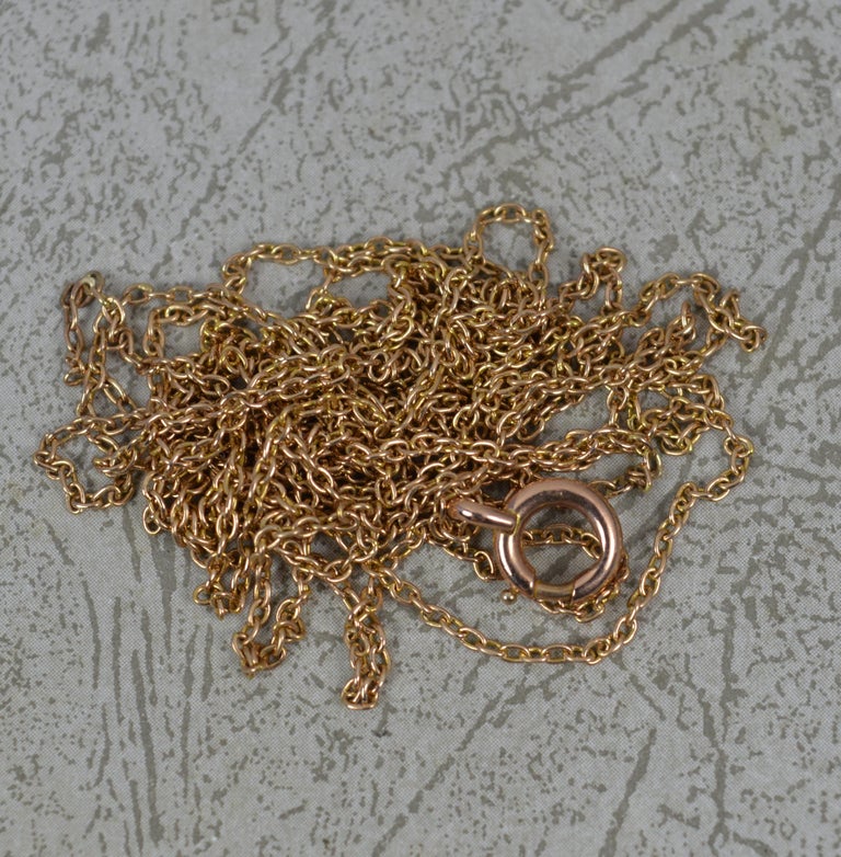 Antique 9ct Rose Gold Belcher Link Guard Muff Chain For Sale at 1stDibs
