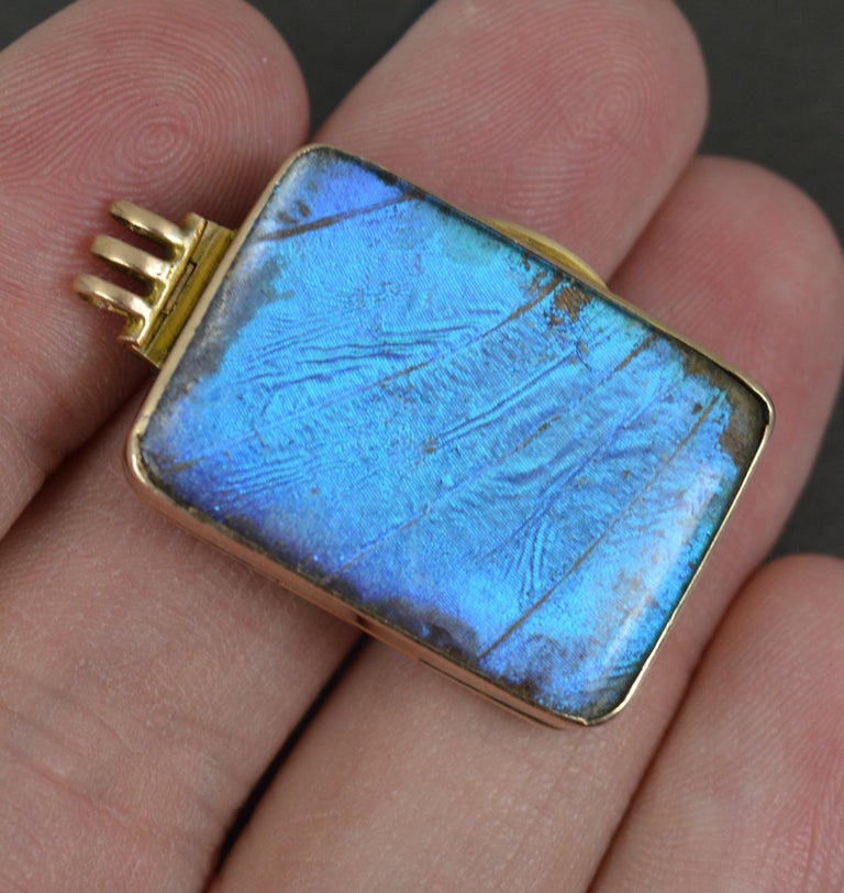 Antique 9ct Rose Gold and Butterfly Wing Locket Pendant at 1stDibs