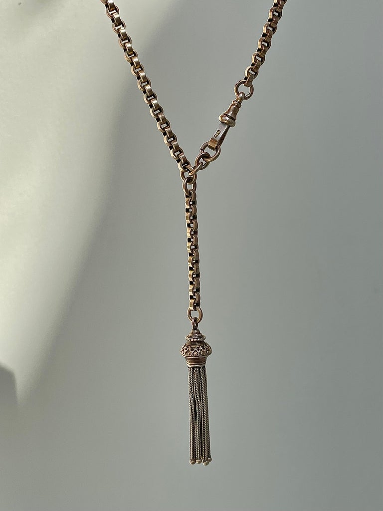 Antique 9ct Yellow Gold Albertina Chain with Tassel For Sale at 1stDibs