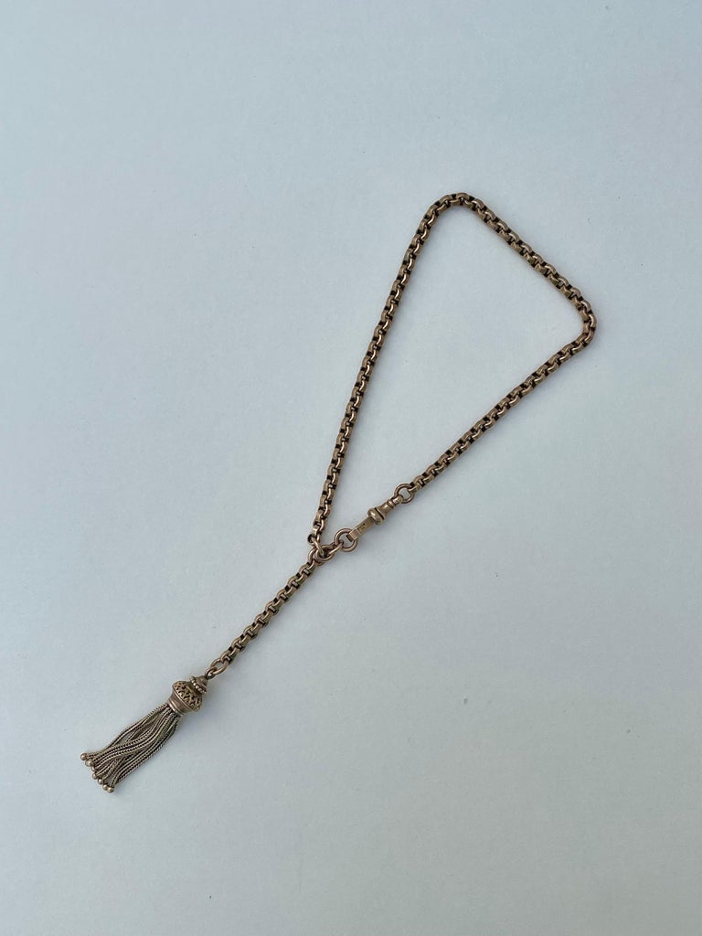 Antique 9ct Yellow Gold Albertina Chain with Tassel For Sale at 1stDibs