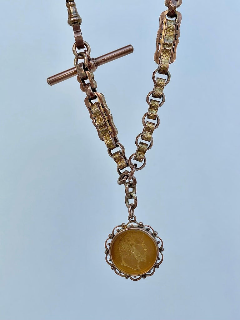 Antique 9ct Yellow Gold Chunky Star Link Chain For Sale at 1stDibs