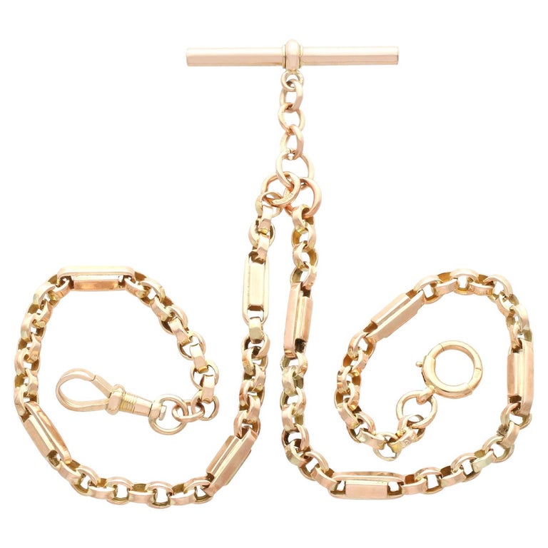 Antique 9ct Yellow Gold Watch Chain For Sale at 1stDibs