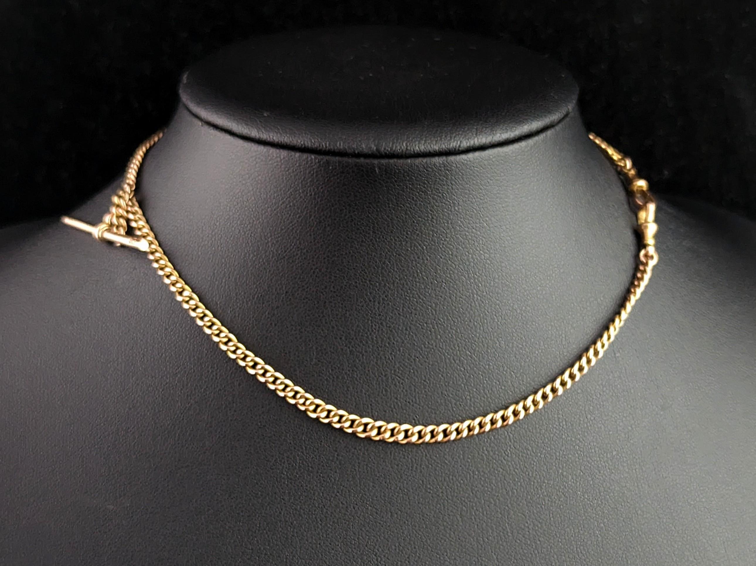 Antique 9k gold Albert chain, watch chain, Art Deco at 1stDibs