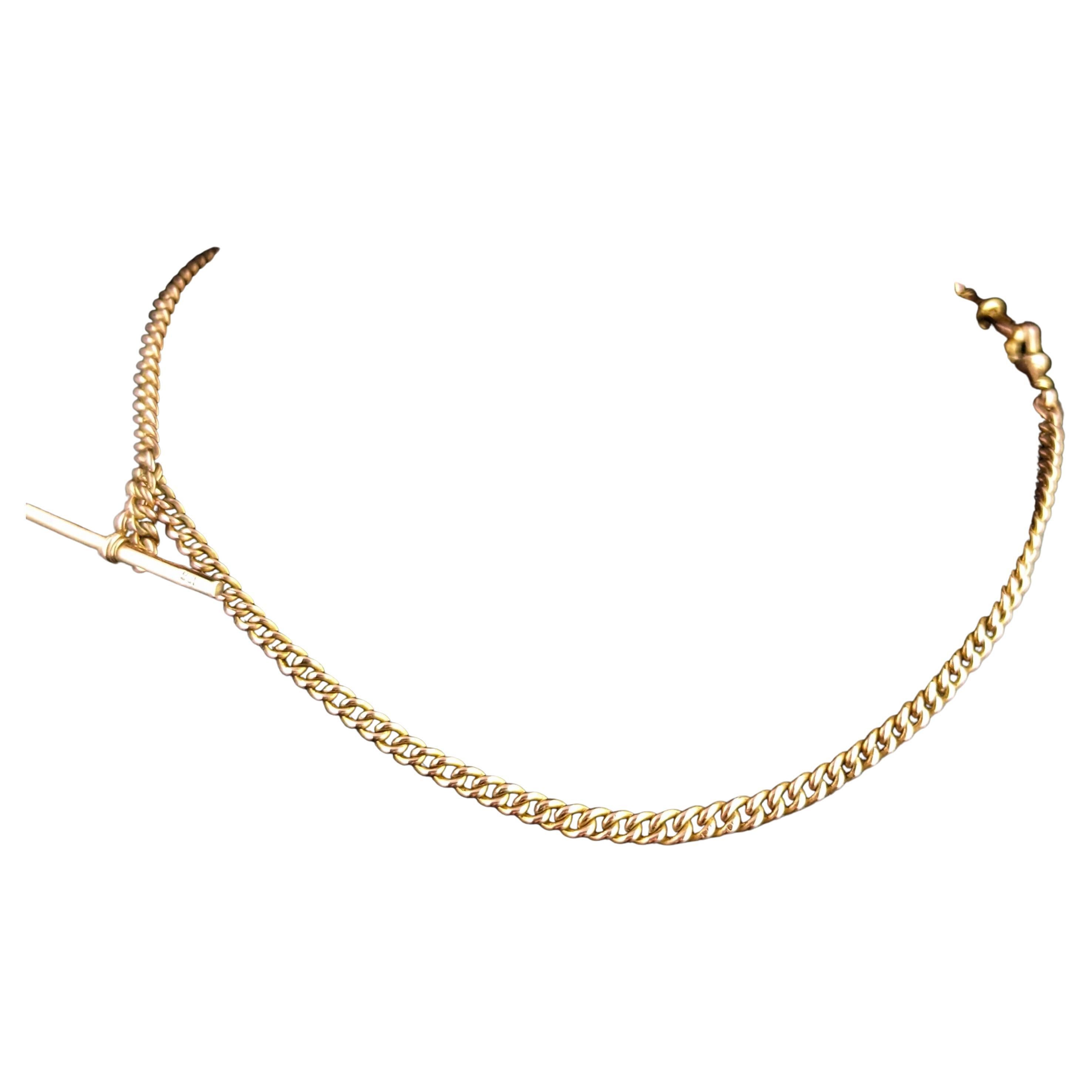 Antique 9k gold Albert chain, watch chain, Art Deco at 1stDibs
