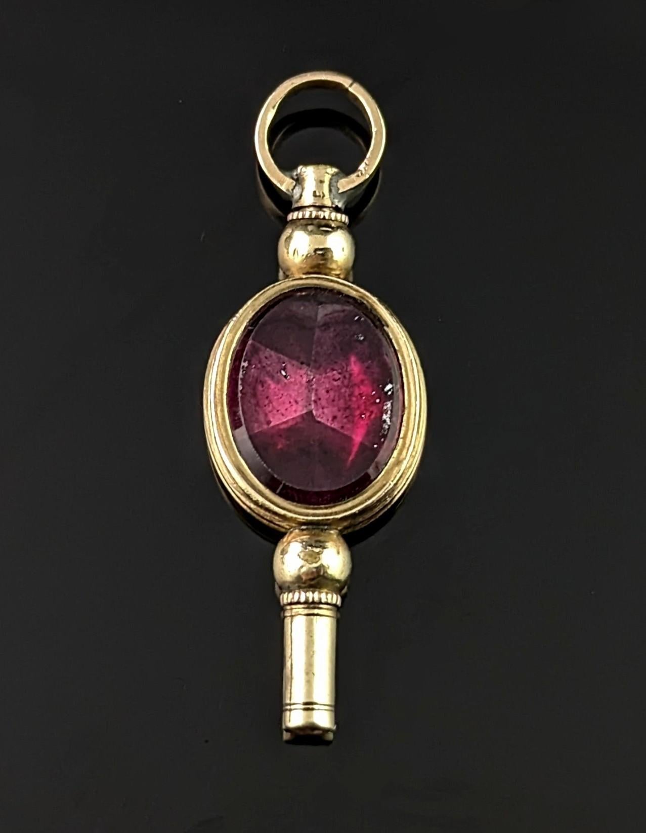 Antique 9k gold cased watch key pendant, Banded agate at 1stDibs