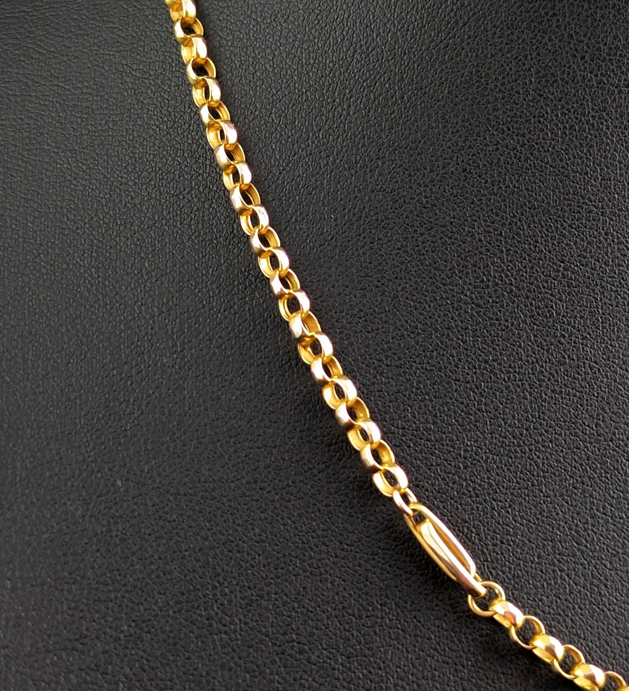 Antique 9k Gold Chain Necklace, Fancy Link, Edwardian For Sale at 1stDibs