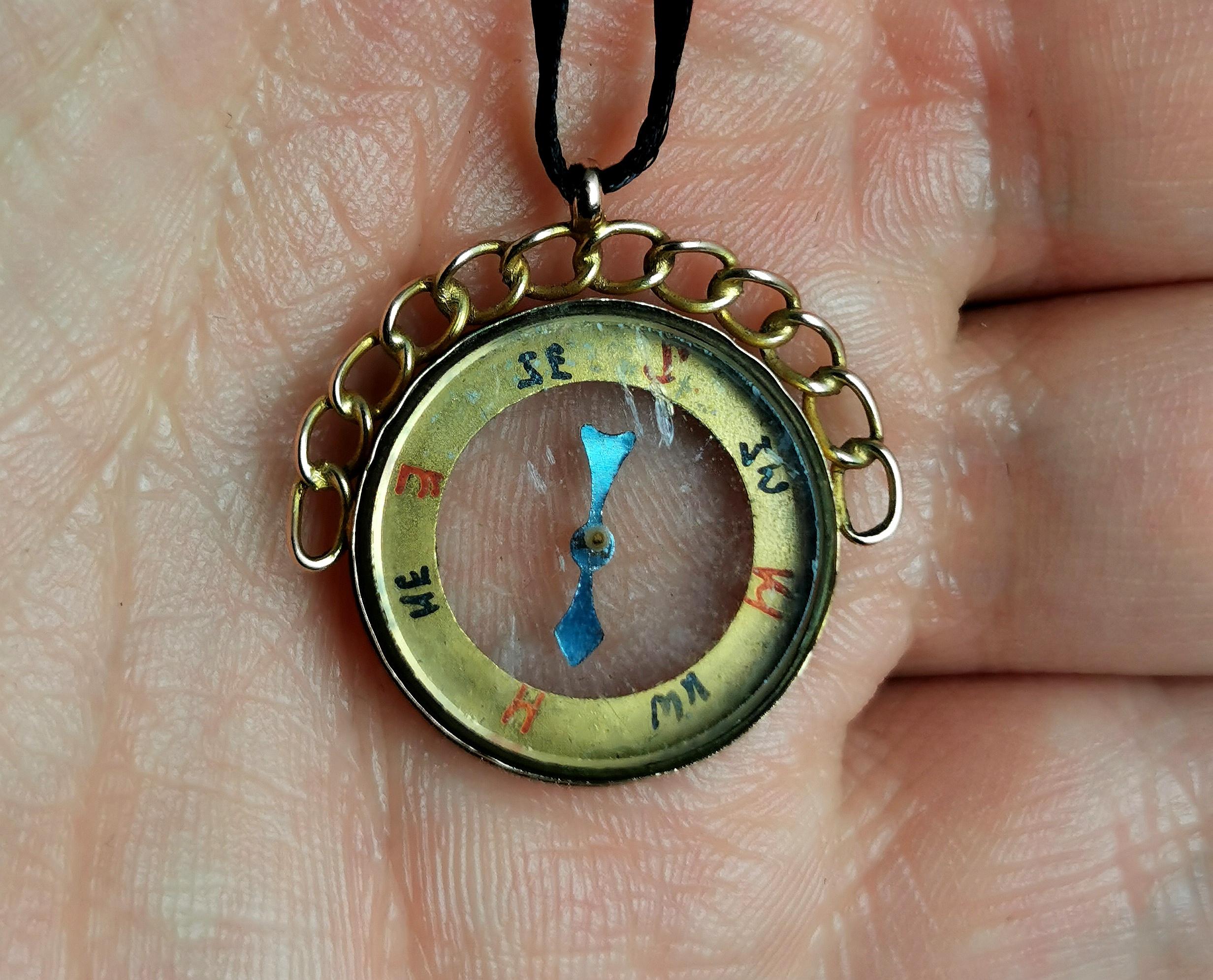 Antique 9k Gold Compass Pendant, Spinning Fob at 1stDibs | antique ...