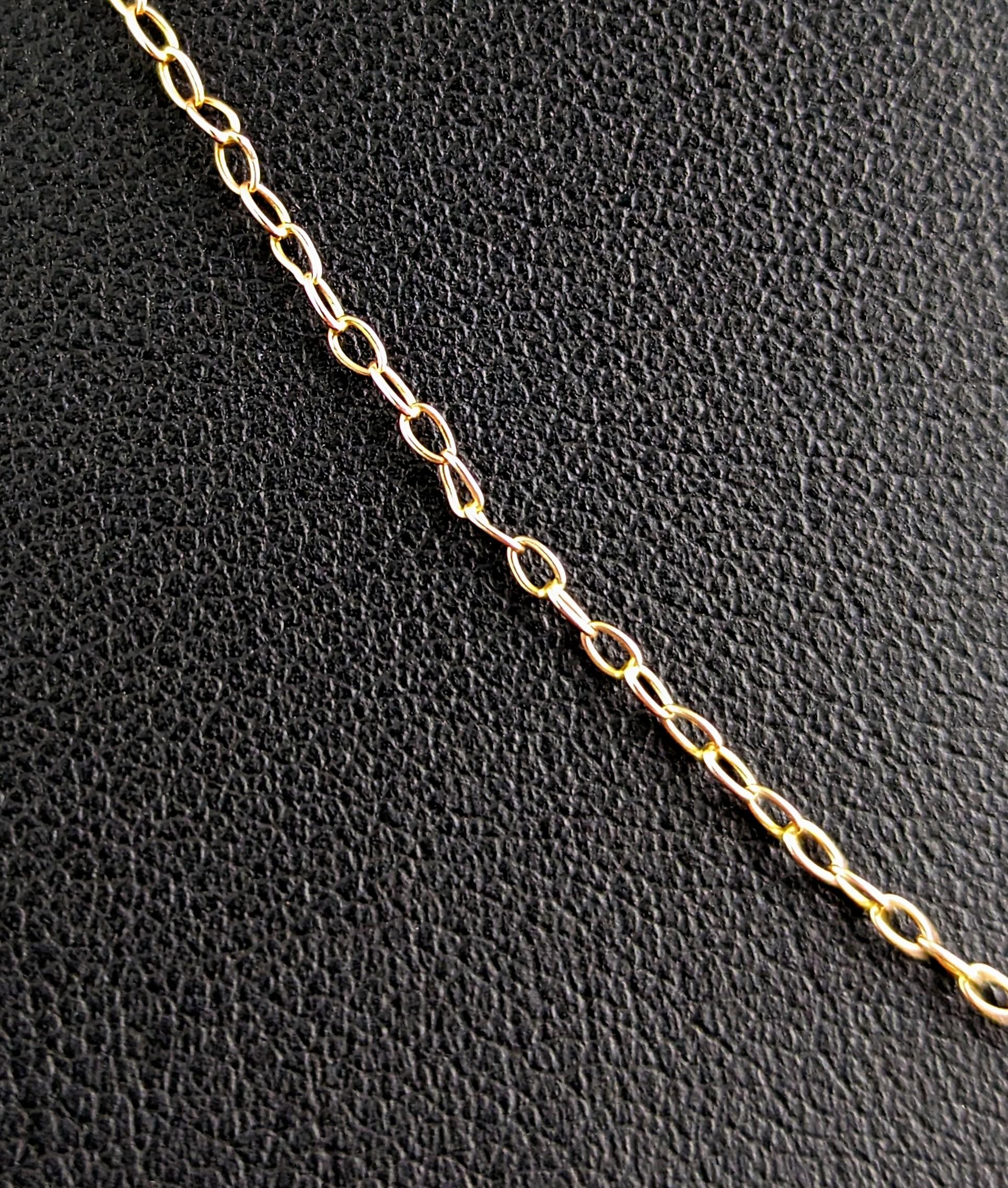 Antique 9k Gold Dainty Trace Link Chain Necklace, Edwardian at 1stDibs