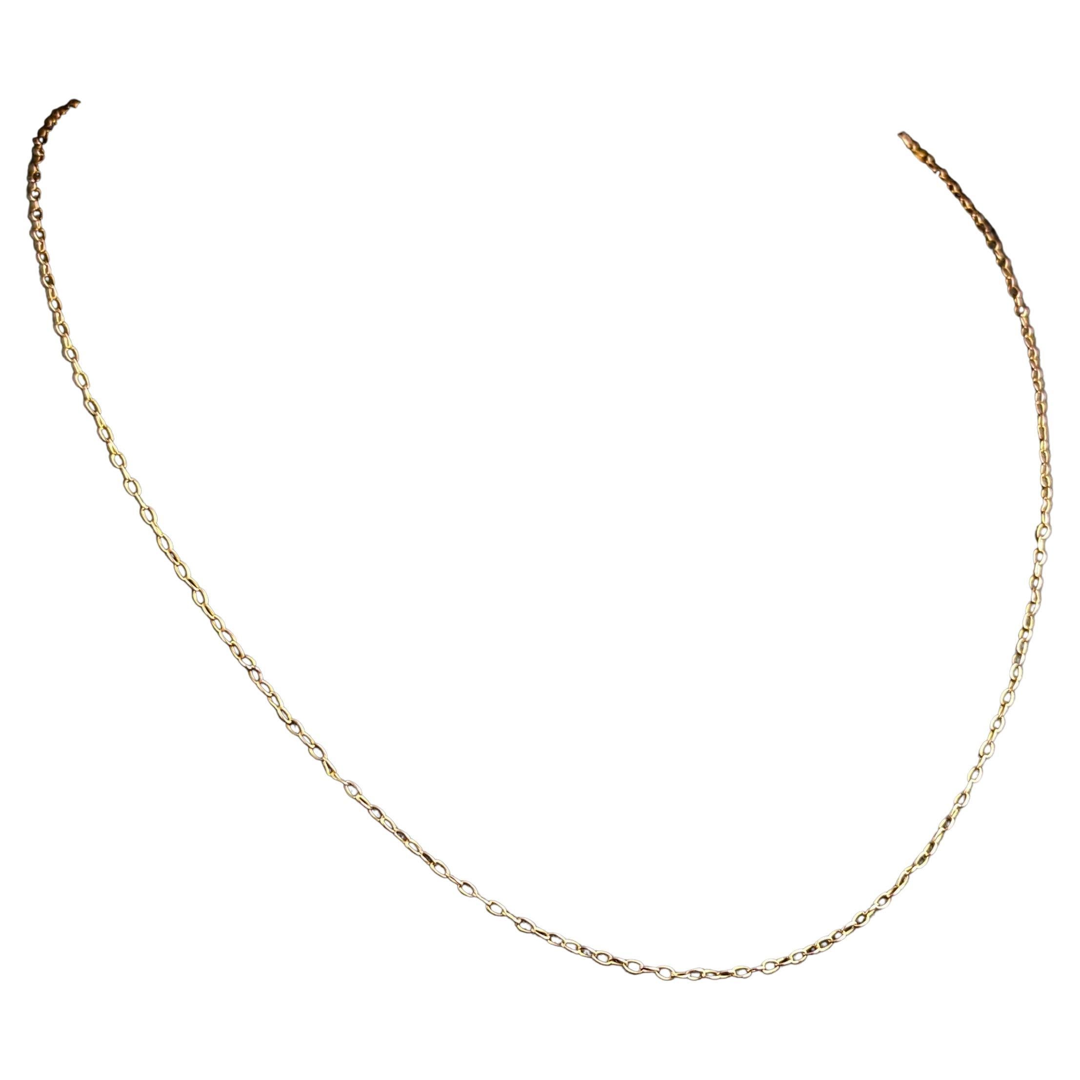 Antique 9k Gold Dainty Trace Link Chain Necklace, Edwardian at 1stDibs