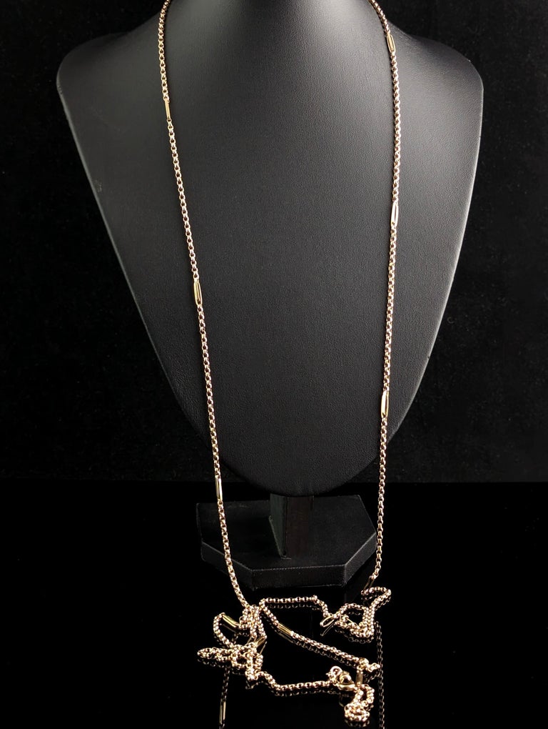 Antique 9k gold fancy link Long chain necklace, Victorian For Sale at ...