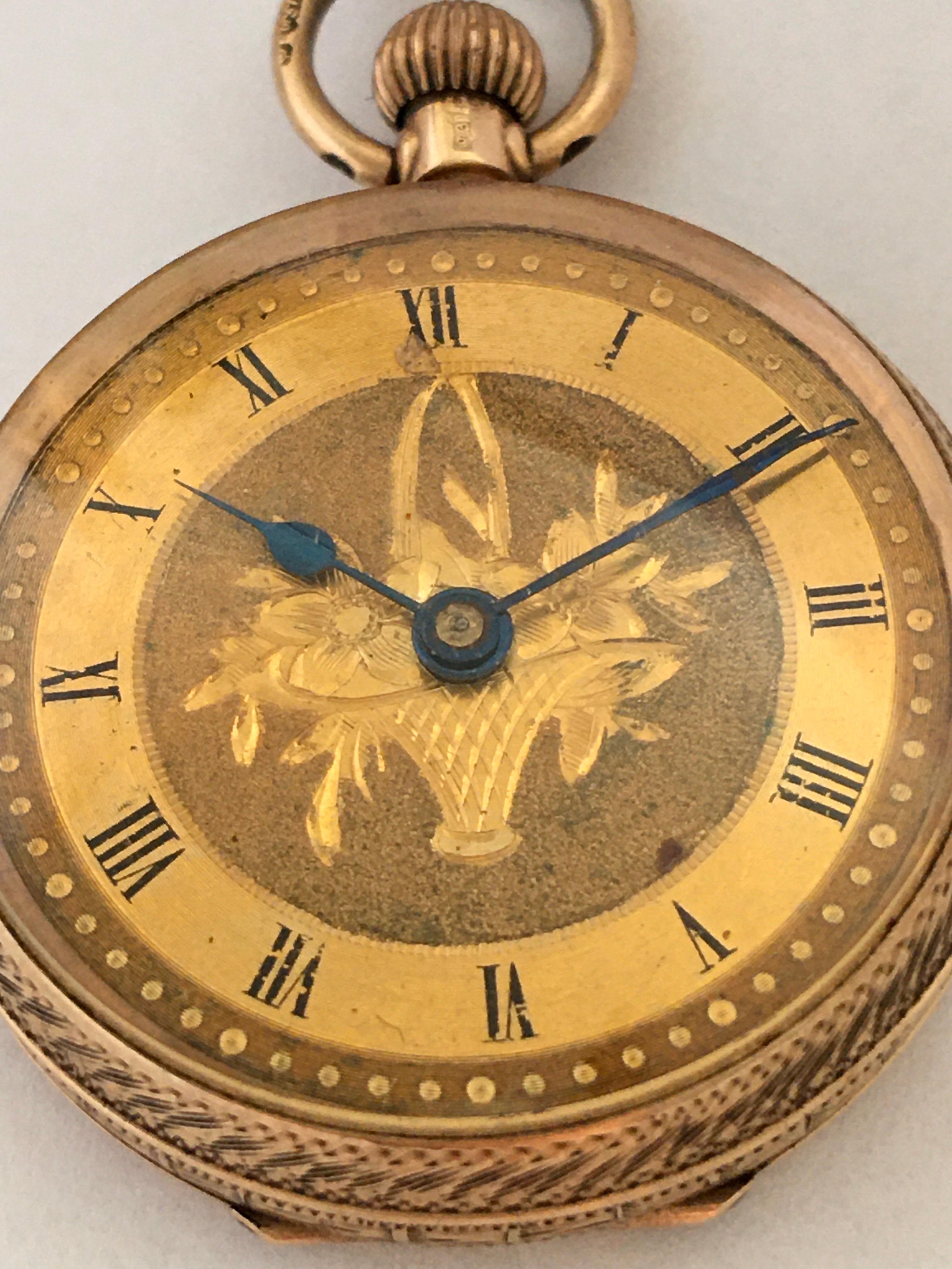 Antique 9K Gold Hand-winding Ladies Fob / Pocket Watch For Sale at ...